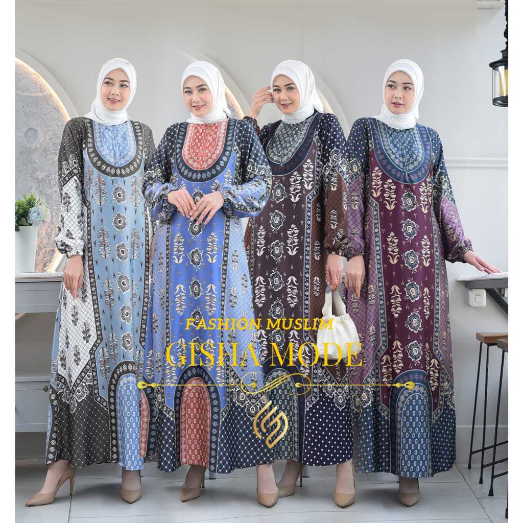 Jual Gamis NEW RAFLESIA Silk Premium Terbaru Bahan Maxmara Motif Bunga ...