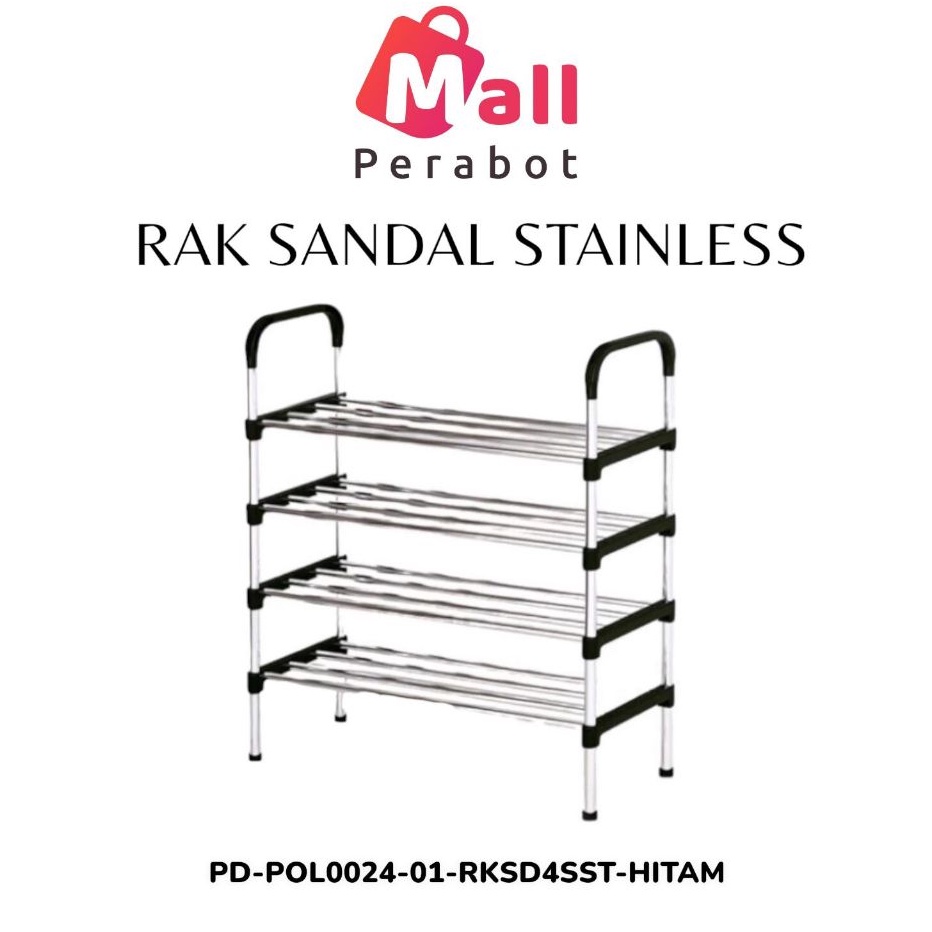 Jual HJ6 Mall Perabot Rak Sandal Stainless 4 Susun Tempat Sepatu 4 ...