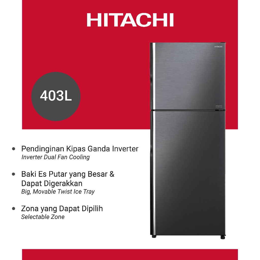 Jual Kulkas Hitachi RVX45PGD9 BBK 2 Pintu R-VX45PGD9 BBK | Shopee Indonesia