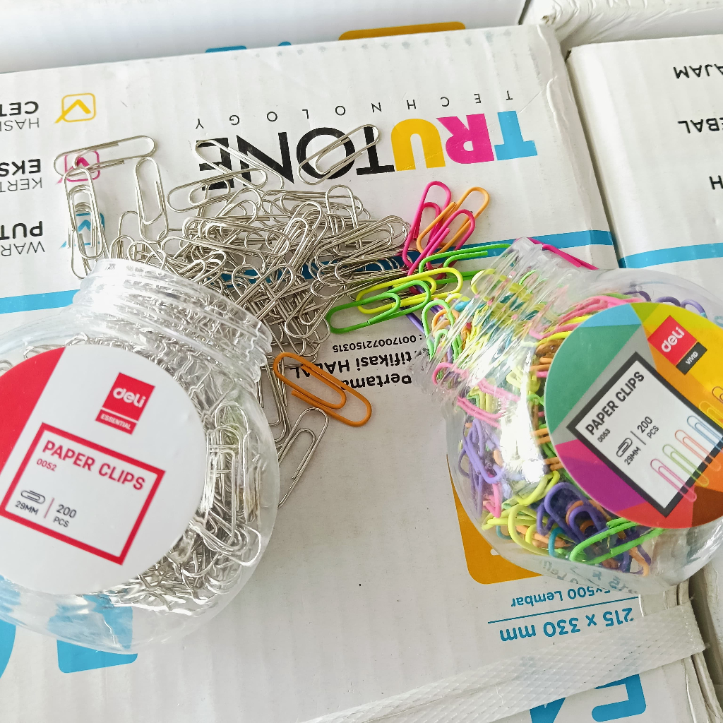 Jual DELI PAPER CLIP TOPLES POLOS WARNA WARNI 200 PCS | Shopee Indonesia