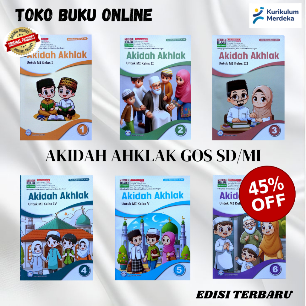 Jual Buku Siswa Akidah Akhlak KMA 450 GOS ( Global Offset Sejahtera ) Kelas 1,2,3,4,5,6 Sd/Mi ...