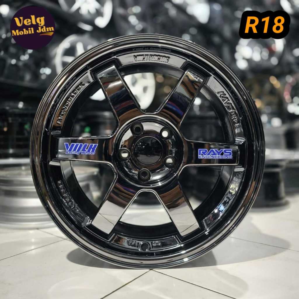 Jual velg racing 18 TE37 BLACK CROME ET 42 R18 terios rush Xpander Juke ...