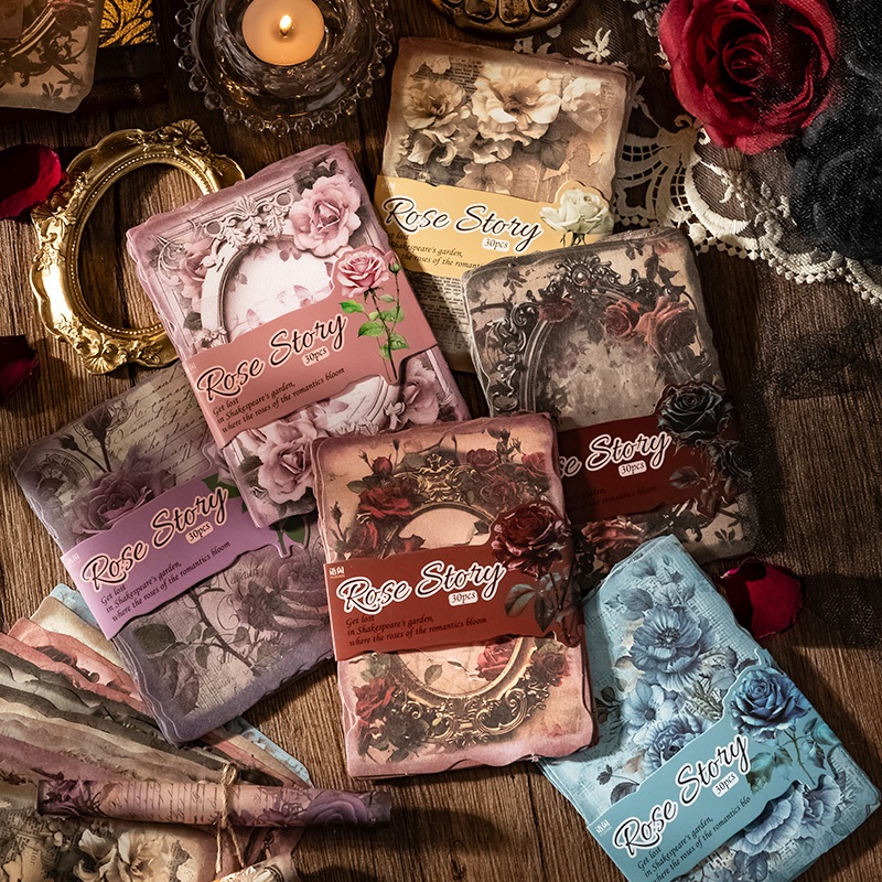 Jual 30 Lembar Kertas Hias Seri Cerita Bunga Mawar 10x14cm Untuk ...