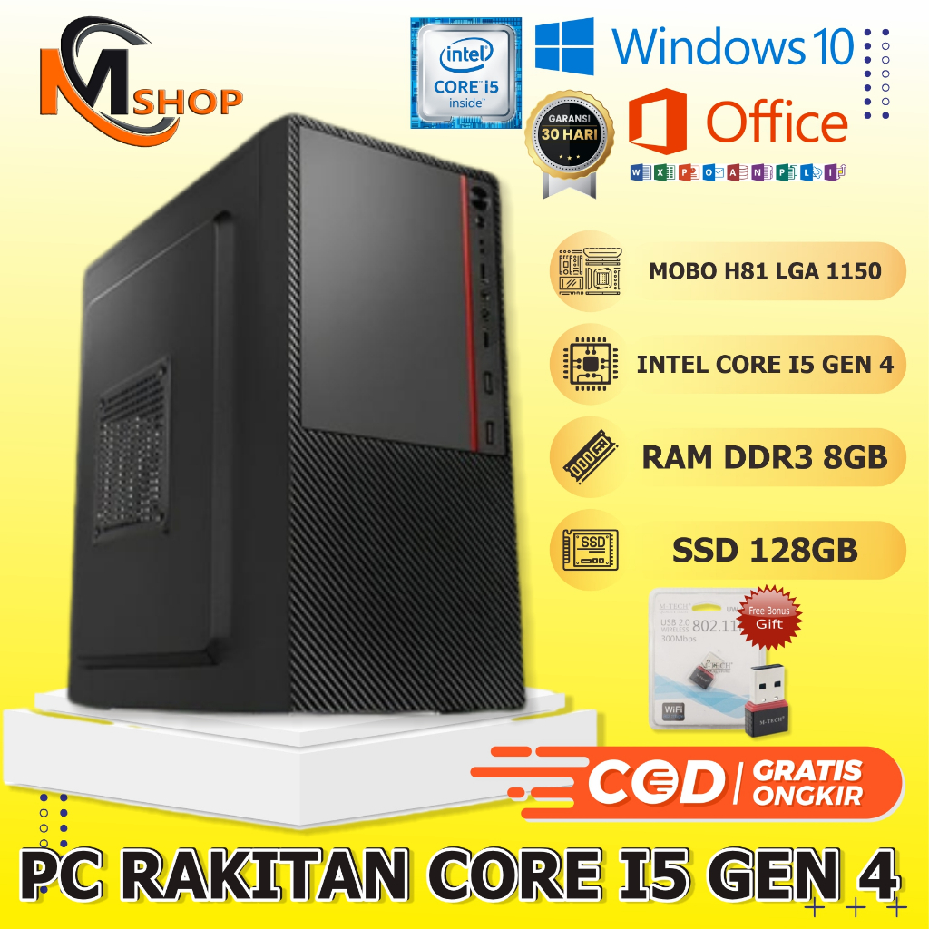Jual PC Komputer Rakitan Core i3 / i5 / i7 Gen 4 8GB with SSD 128GB | Case Standard For Admin ...