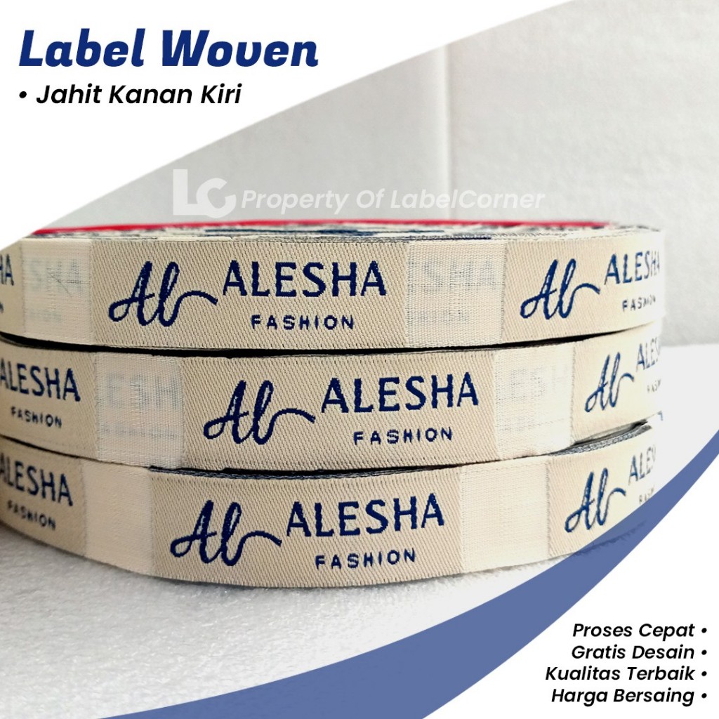 Jual LABEL CORNER - Cetak Label Merek Custom Produk Woven Damask Tenun ...