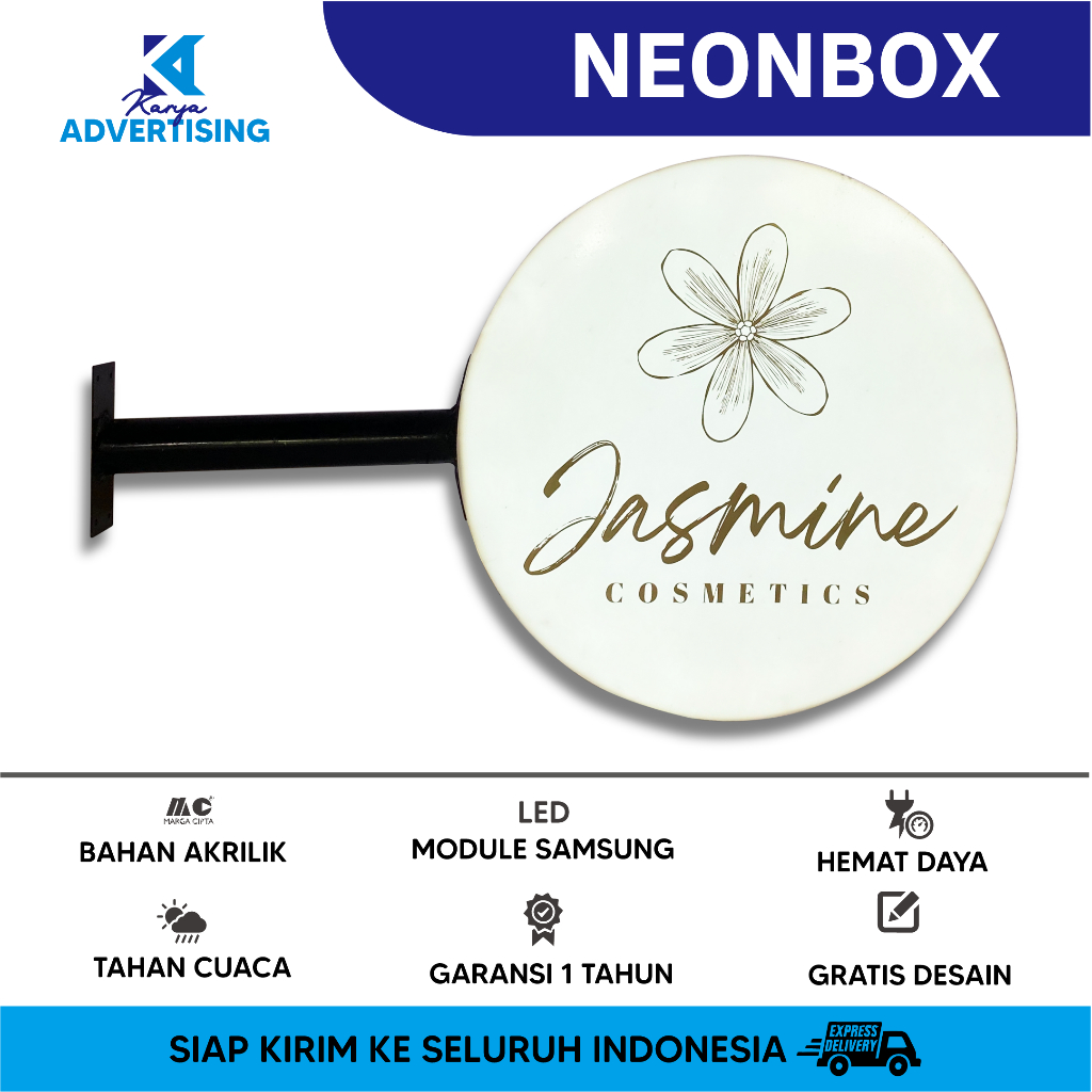 Jual Neonbox Bulat Bundar Custom Bebas Desain Gambar LED Menyala Terang ...