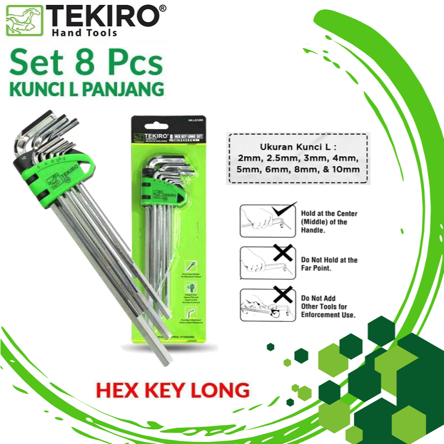Jual TEKIRO (HEX-LONG) kunci L SET PANJANG 8 PCS hex key long set 8pcs ORIGINAL Hex Key 8 Pcs 2 ...