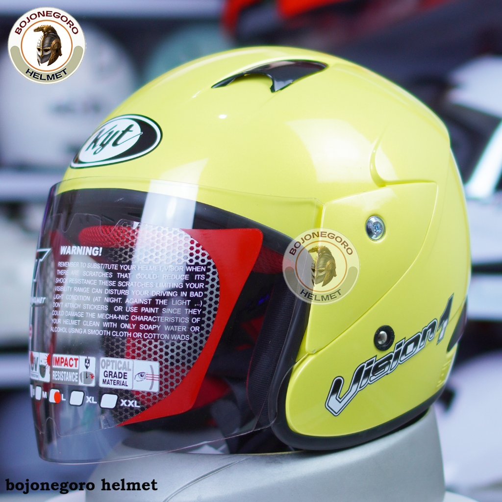 Jual KYT VISION 1 BLACK GLOSSY HELM HALF FACE ORIGINAL DOT SNI | Shopee ...