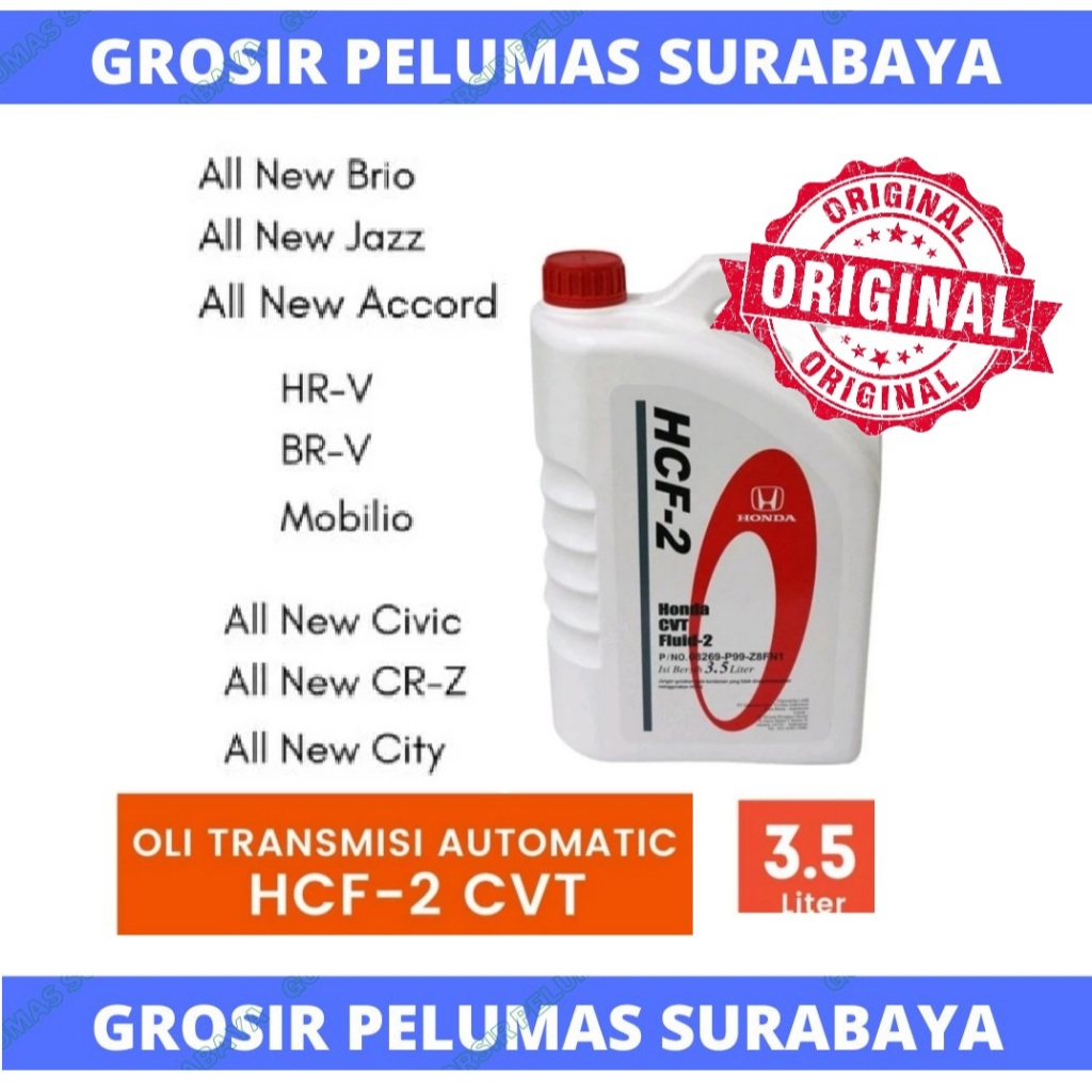 Jual Original Oli ATF Honda ATF CVT fluid 2 dan HCF 2 galon 3.5ltr Oli Transmisi Matic Honda ...