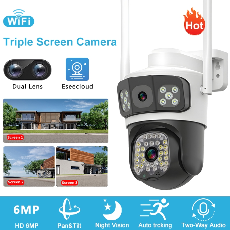 Jual 【HOT】UPUPIN CCTV WIFI Outdoor 6MP Triple Screen Camera Dual Kamera ...