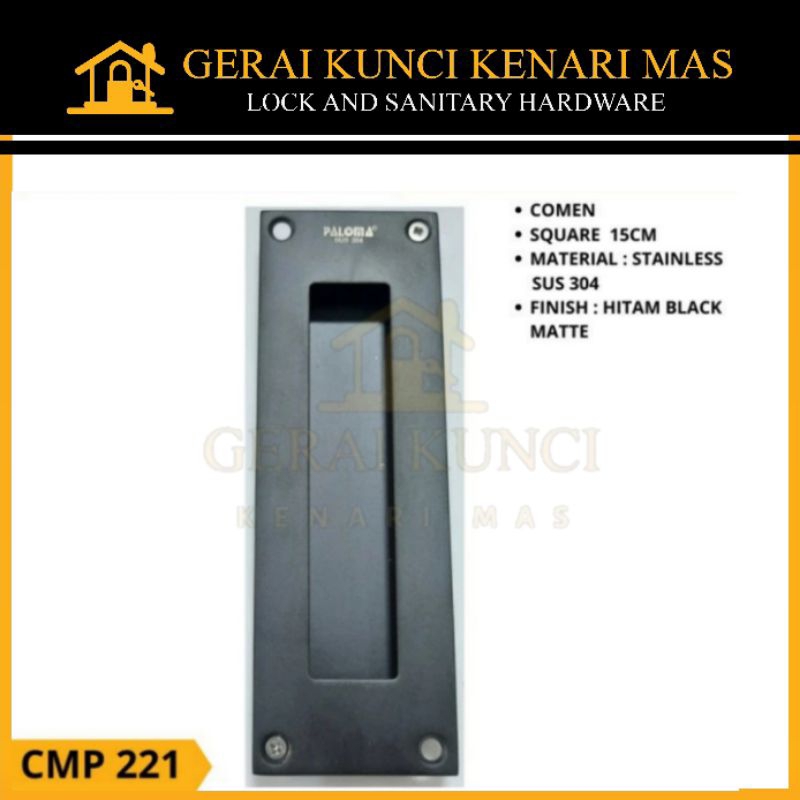 Jual PALOMA Comen Handle Tanam Geser Pegangan Pintu Sliding Kotak Square Hitam Matte Black 15 cm ...