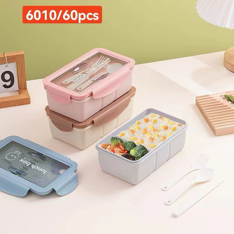 Jual Lunch box 6010 kotak makan bersekat- tempat makan bento free sendok garpu dan sumpit ...