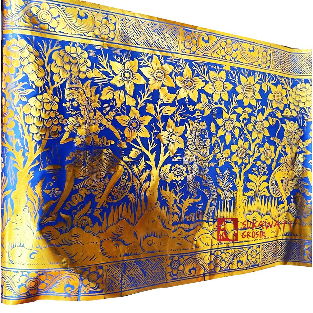 Jual Kain Prada Bali Motif Wayang - Kain Dekorasi Bali Meteran | Shopee ...