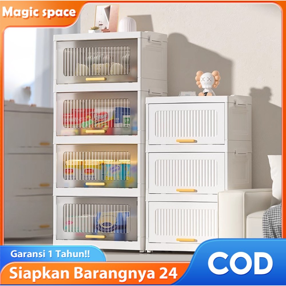 Jual Lemari Plastik Lipat Susun/Rak Buku Serbaguna ada Roda/Rak Kabinet ...