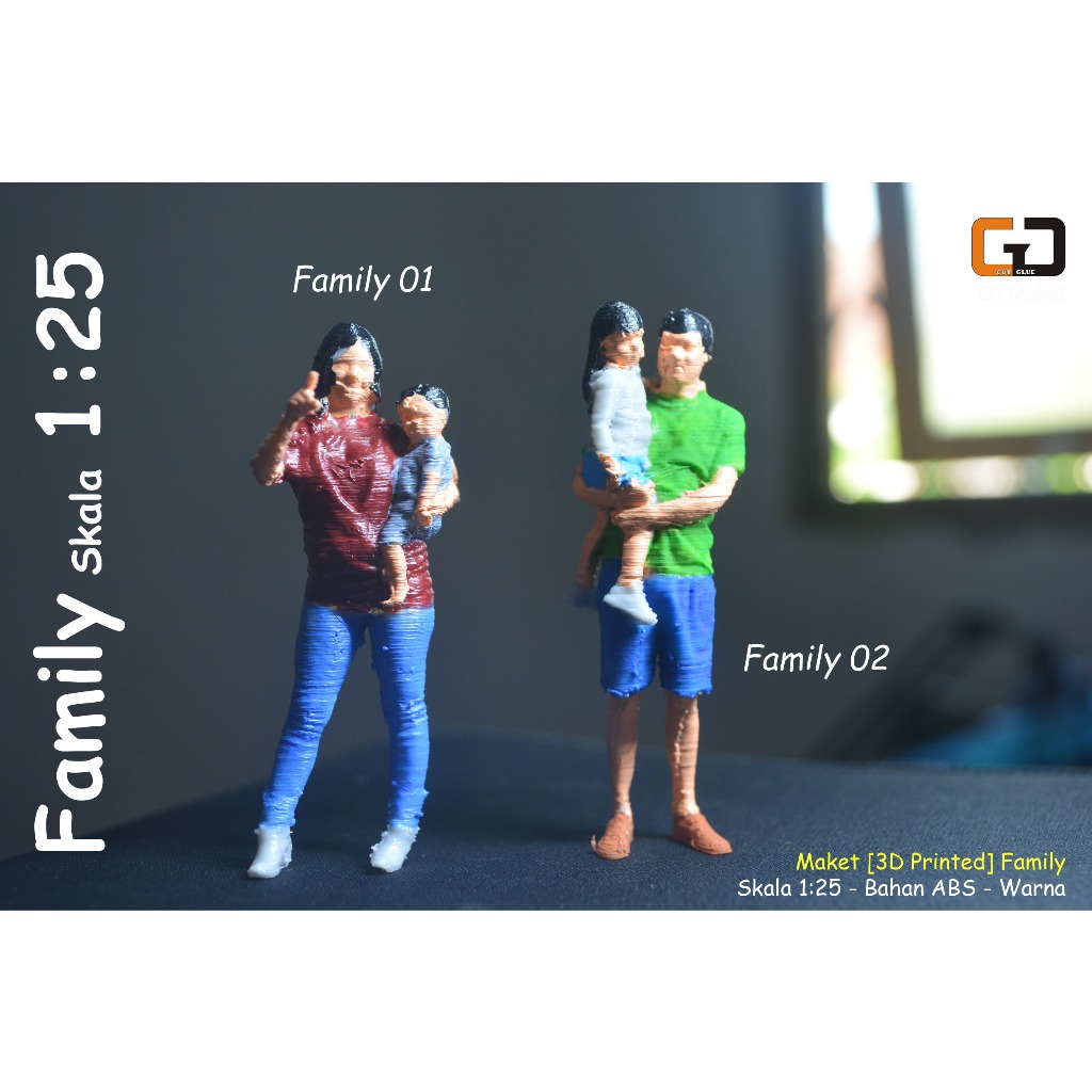 Jual Maket [3D Printed] Family/Keluarga - Skala 1:25 - Warna | Shopee ...