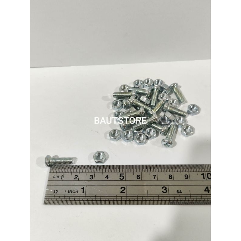 Jual Baut Mur Obeng Baut 8/5mm x 15mm (Paket 100pcs) | Shopee Indonesia