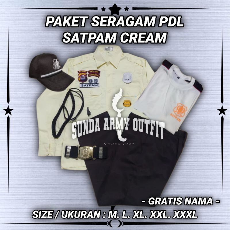 Jual PDL SATPAM KREM SERAGAM PDL SATPAM SERAGAM SECURITY PDL LENGKAP ...