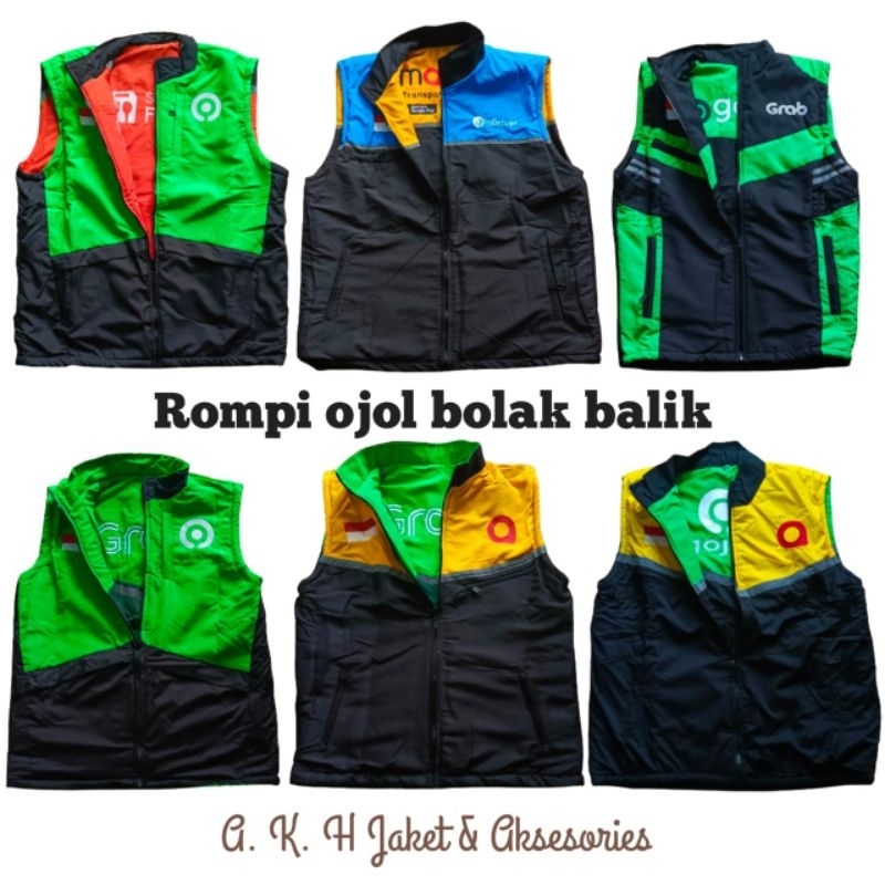 Jual Rompi Bolak Balik Driver Online // Rompi Bolak Balik Grab Shopee ...