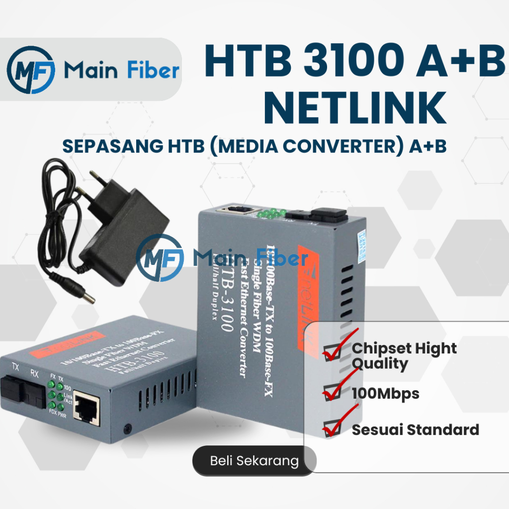 Jual NETLINK HTB 3100 A+B 1 Pasang Media Converter Fiber Optic | Shopee Indonesia