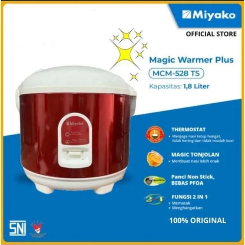 Jual MIYAKO Rice Cooker Magic Com MCM-528 TS 528TS MCM528TS (1,8 L ...