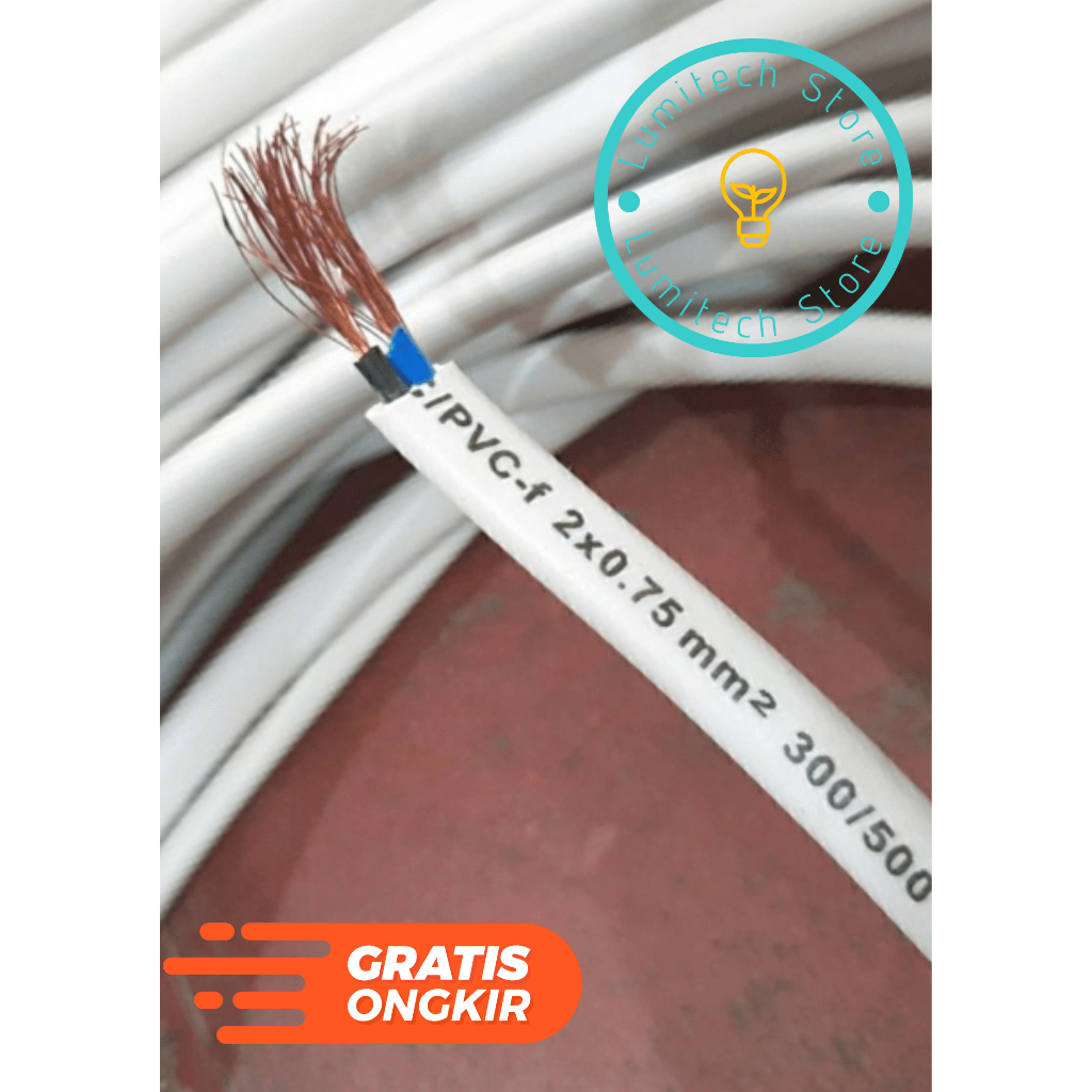 Jual KABEL LISTRIK 2X0.75 MM KABEL LISTRIK 300/500V KABEL SERABUT 2X0.75 MM | Shopee Indonesia