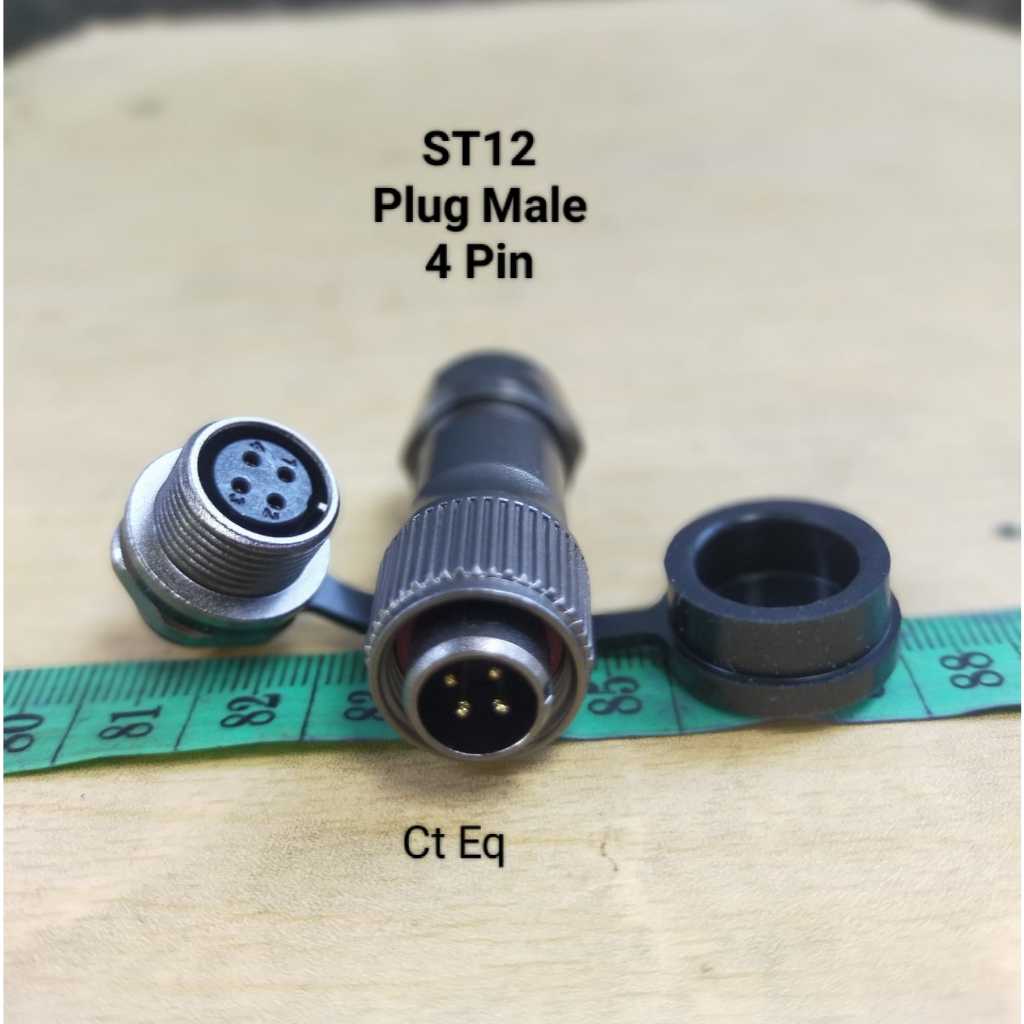 Jual ST12 Plug Male 4 Pin Plug dan Socket M12 Panel Mount 4 Core ...