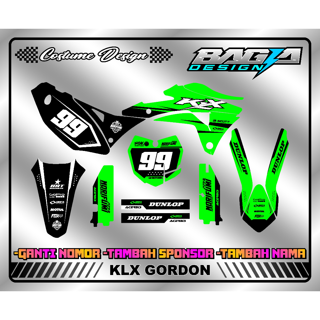 Jual STICKER DECAL KLX GORDON VARIASI MOTOR STRIPING FULL BODY CUSTOME ...