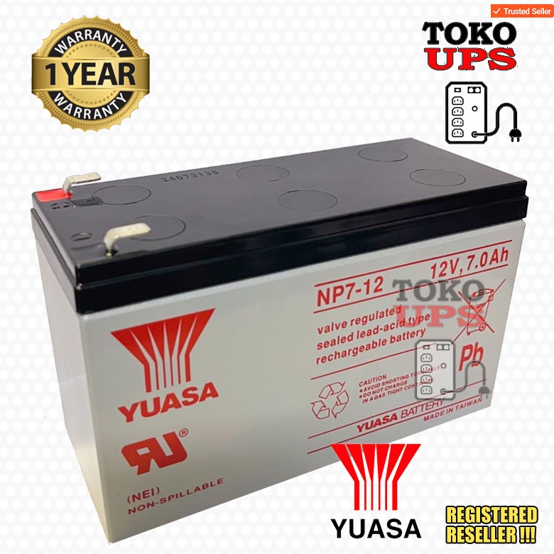 Jual Baterai Yuasa Taiwan 12V 7AH Yuasa NP7-12 Baterai UPS Impor Garansi 1 Tahun | Shopee Indonesia