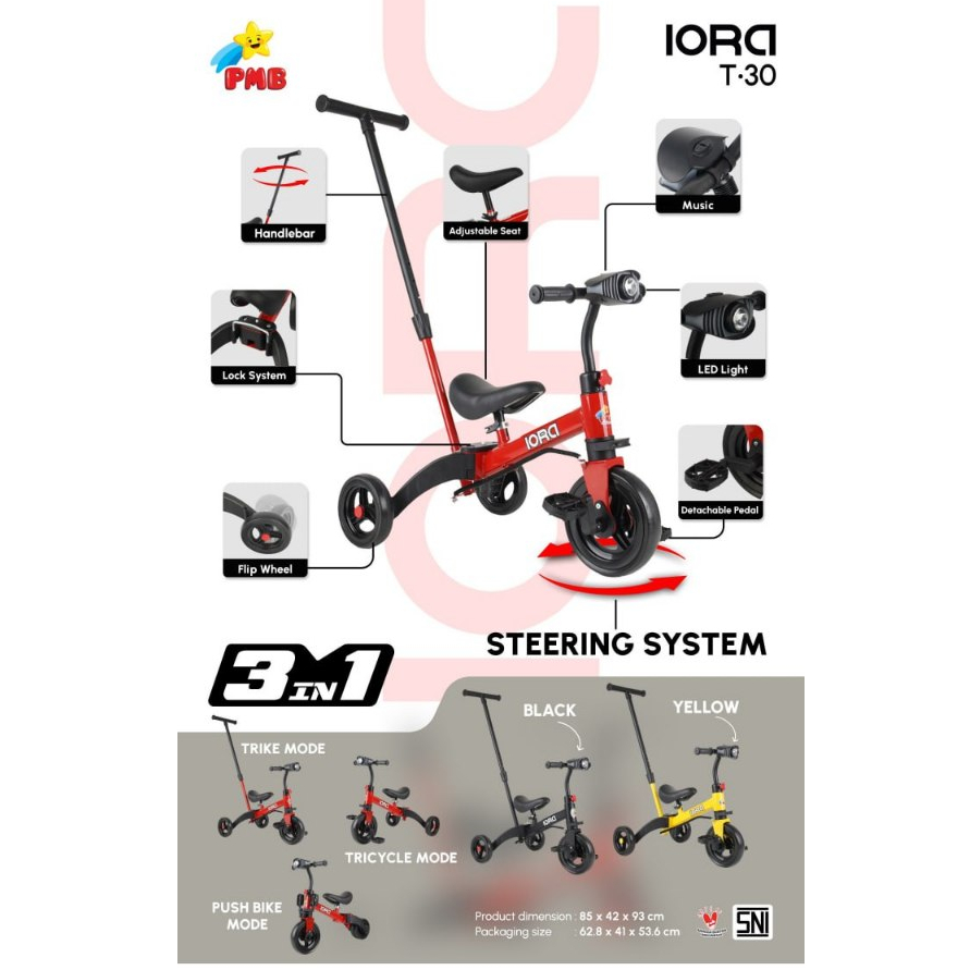 Jual Sepeda Roda 3 Balance Bike SEPEDA ANAK BALANCE BIKE TRICYCLE IORA SERI T30 (3 in 1 Mode ...