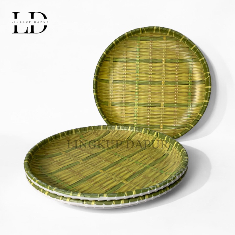 Jual (SATUAN) PIRING SAJI MELAMINE MOTIF ANYAMAN / PIRING SAJI TEBAL ...