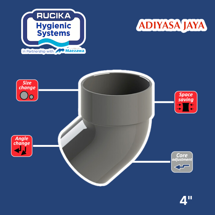 Jual Elbow Socket Spigot 45 4 (Rucika) / Knie / Special Fitting ...