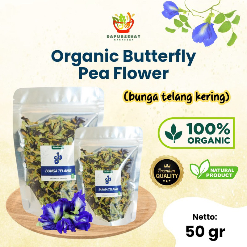 Jual (50 gram) Teh viral Bunga telang organik kering ready Makassar teh ...