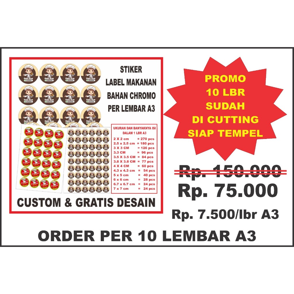 Jual Stiker Label Makanan Bahan Chromo Siap Tempel Bisa Request dan ...
