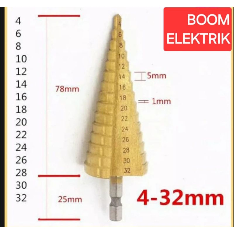 Jual Mata Bor Pagoda Metal High-Speed Steel 4-32mm 15 Steps | Shopee ...