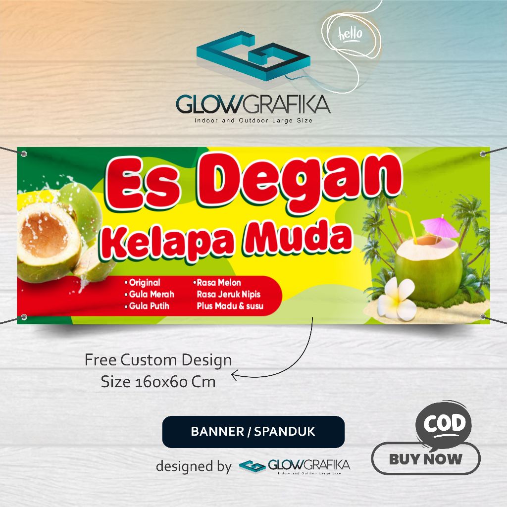 Jual Cetak Spanduk Banner Es Degan Kelapa Muda Model A | Shopee Indonesia