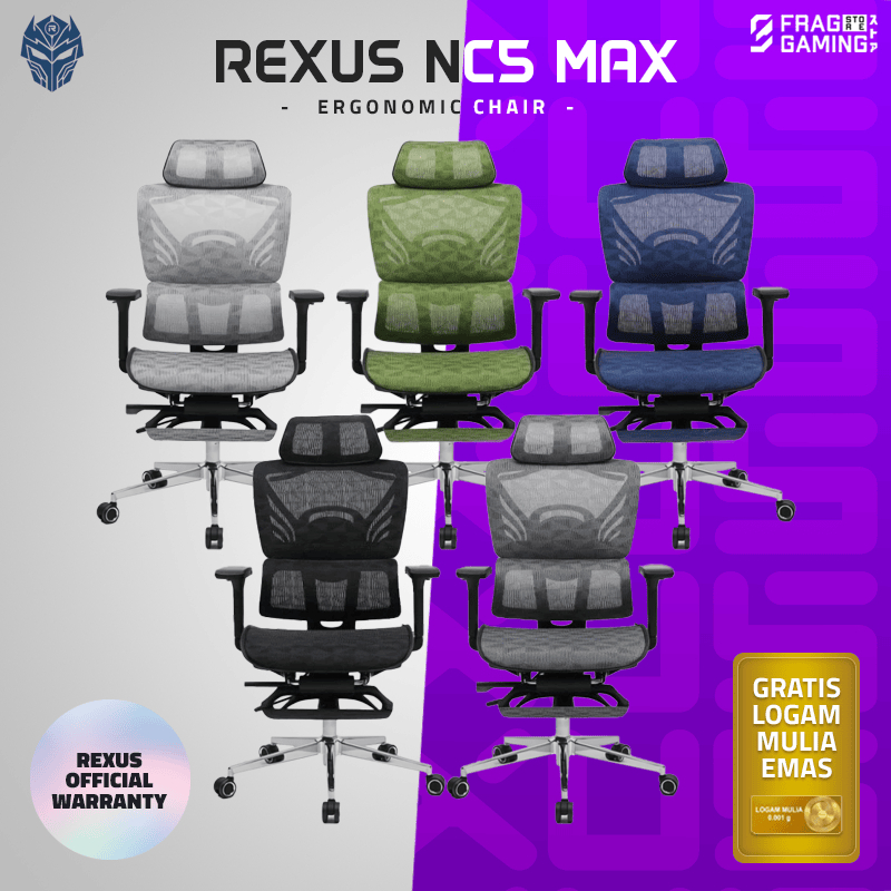 Jual Rexus NC5 Max / NC-5 Max Kursi Ergonomic NC5Max Jaring Office ...