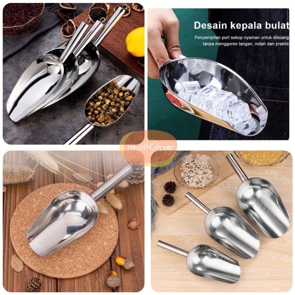 Jual Sendok Es Batu Stainless / Sekop Serokan Tepung Biji Kopi Beras ...