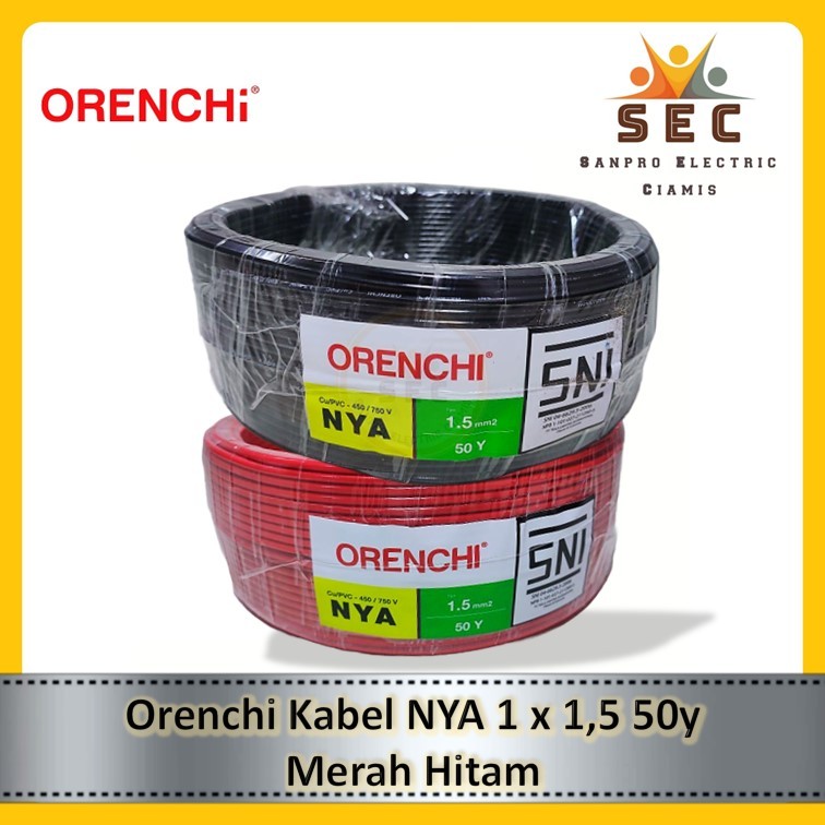 Jual KABEL LISTRIK ORENCHI NYA 1X1.5 1 X 1.5 1,5 MM 50Y 50 YARD KAWAT TEMBAGA TUNGGAL SNI ROLL ...