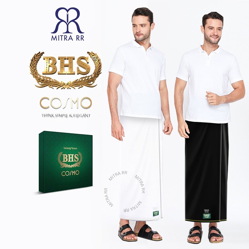 Jual Sarung BHS Cosmo Gold Hitam Polos Putih Polos | Sarung Tenun ...