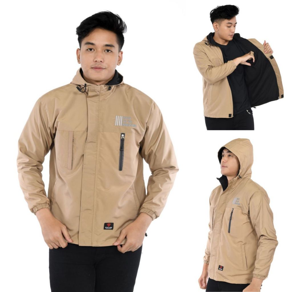 Jual JAKET COWOK PARASUT PRIA WATERPROOF HOODIE ANTI AIR OUTDOOR ...