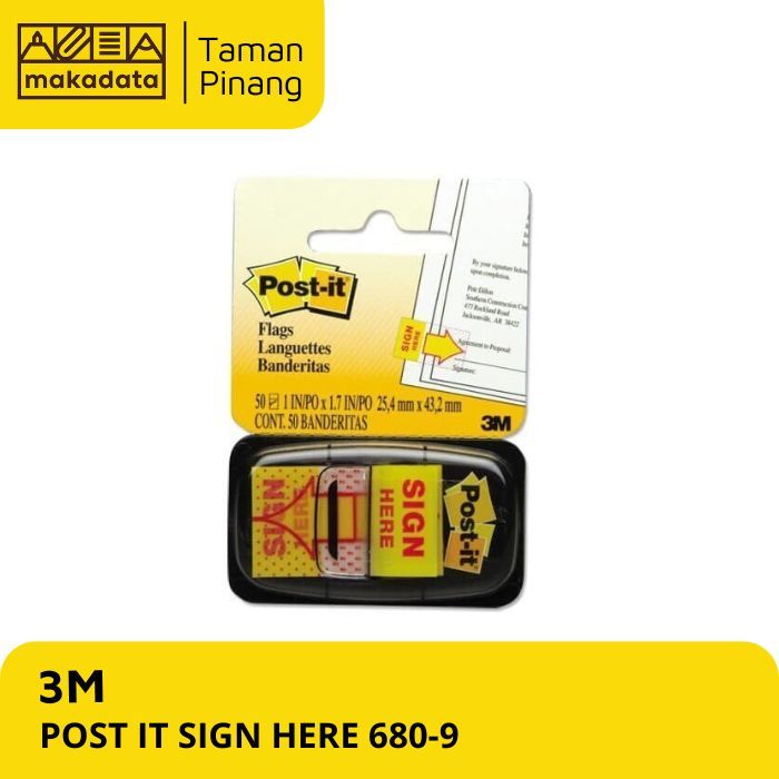 Jual INDEX & MARK | POST IT STICKY NOTE SIGN HERE 3M 680-9 | Shopee Indonesia