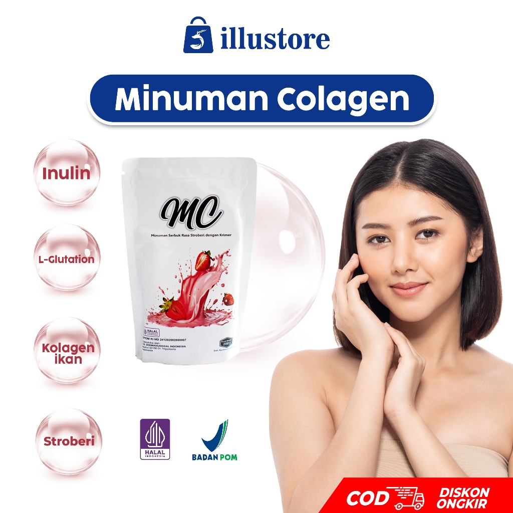 Jual Minuman Collagen Serbuk ( Collagen Drink ) Rasa Strawberry Latte | Shopee Indonesia