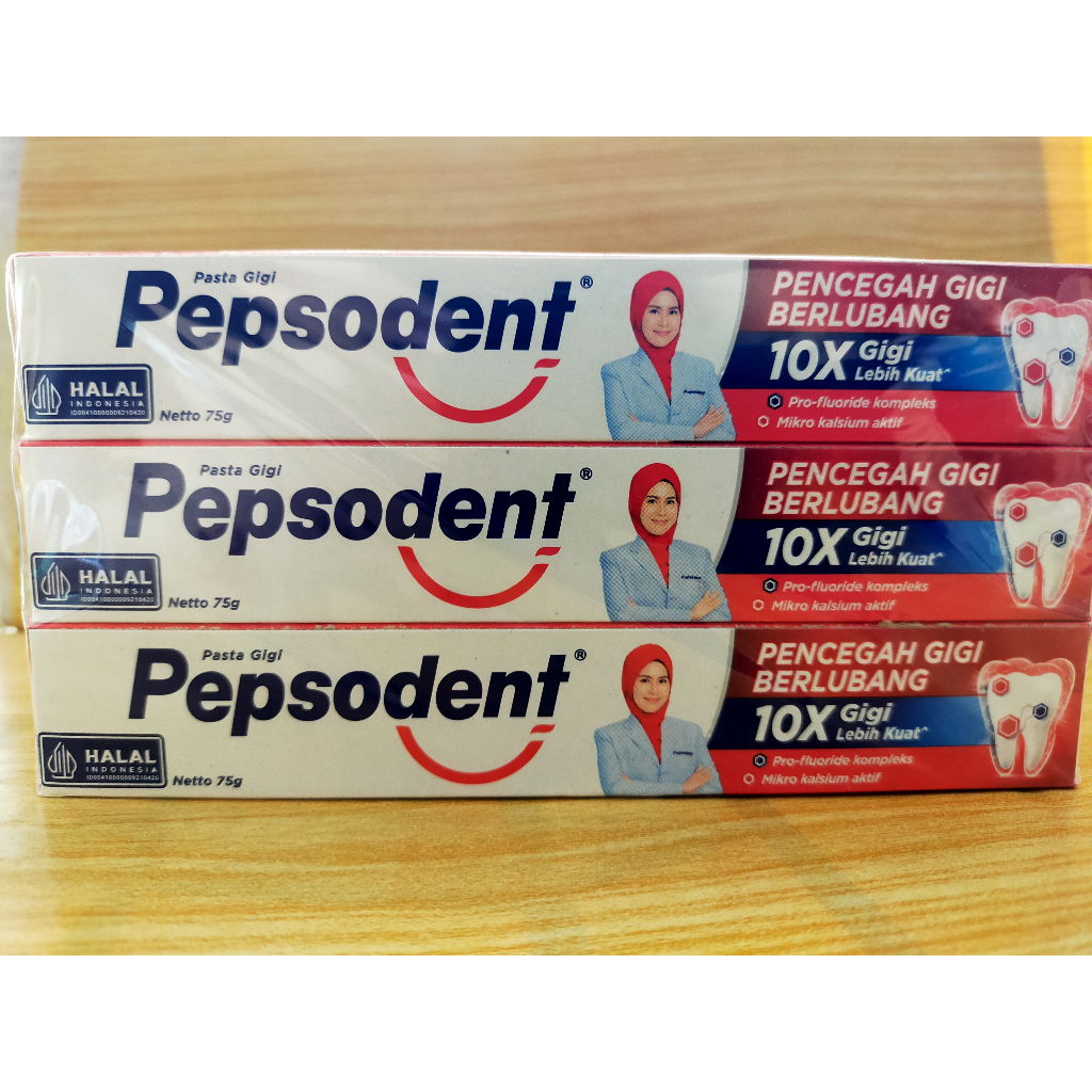 Jual Pepsodent pasta gigi pencegah gigi berlubang 75gr x 3pcs/pasta ...