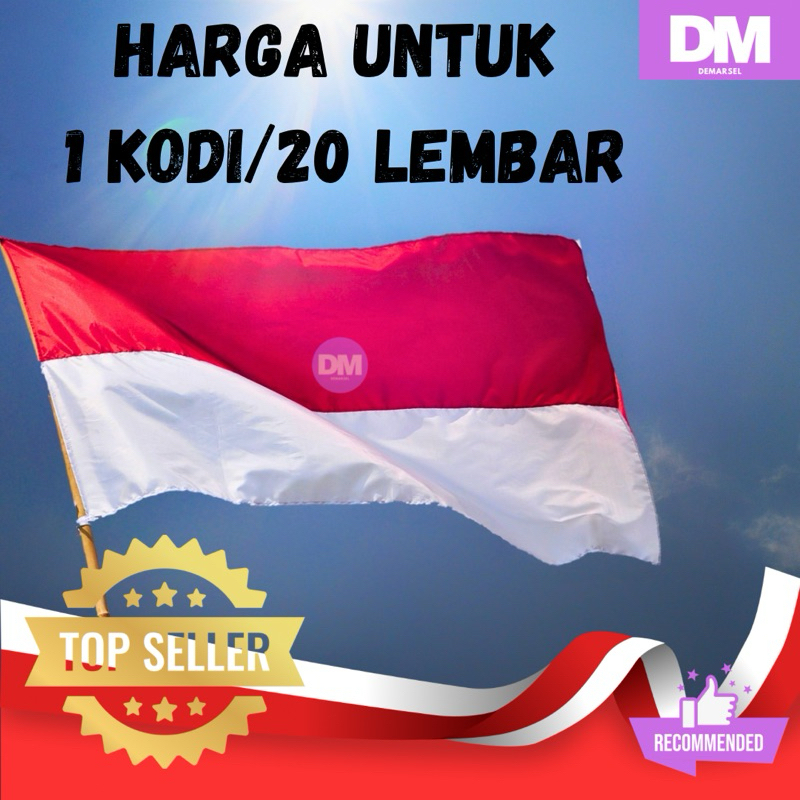 Jual bendera merah putih kode kecil isi 20lembar/1kodi bendera ...