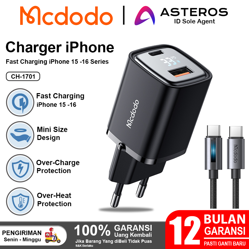Jual MCDODO Charger For iPhone 15 16 Pro Max PD Fast Charging 20w 30w ...