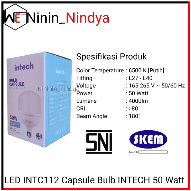 Jual [Lampu Jumbo] Bohlam Lampu LED INTC112 Capsule Bulb Intech 50 Watt ...
