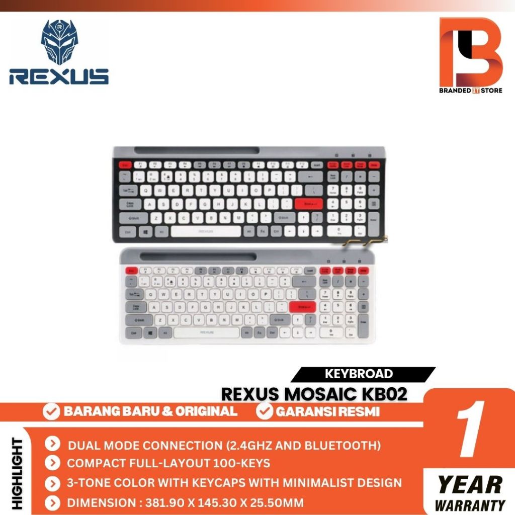 Jual REXUS MOSAIC KB02 DUAL CONNECTION Keyboard ORIGINAL | Shopee Indonesia