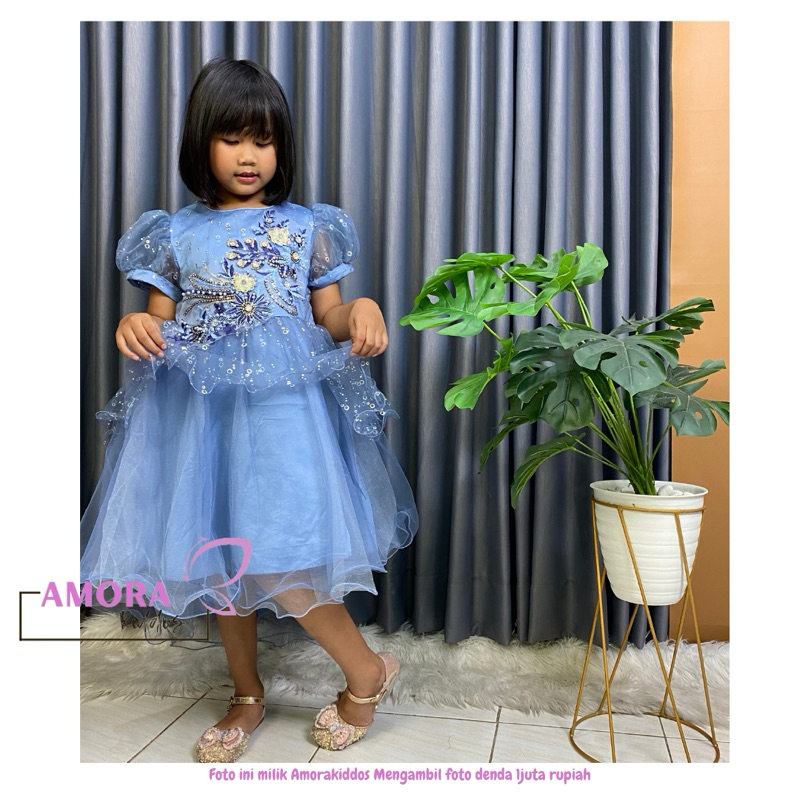 Jual (USIA 5,6,10-12TH) DKIA-DRESS BORDIR BUNGA PAYET MEWAH DENIM ...