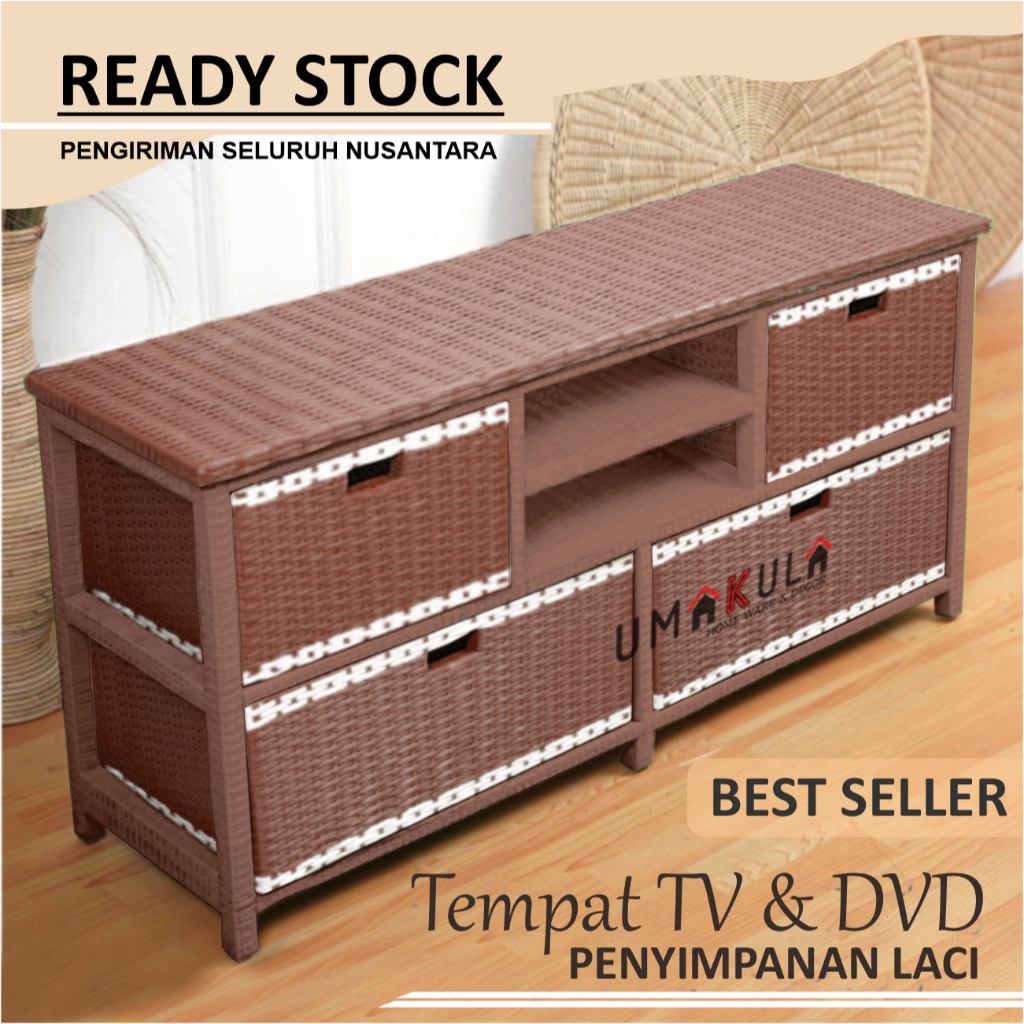 Jual Lemari Rak Rotan Sintetis 4 Laci Buffet Bufet Meja TV 43 inci ...
