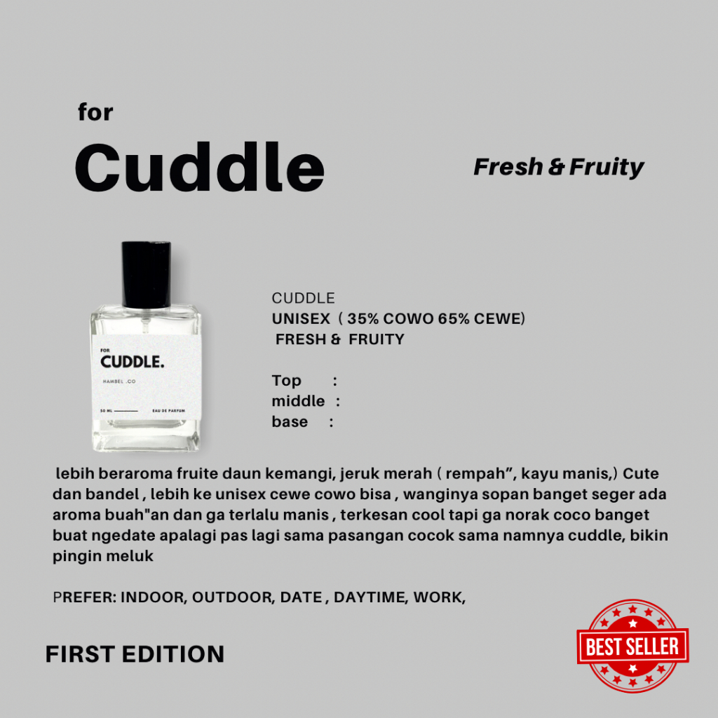 Jual Arum Java Perfume - For Cuddle by Hambel (50ml) + FREE TESTER (5ml ...